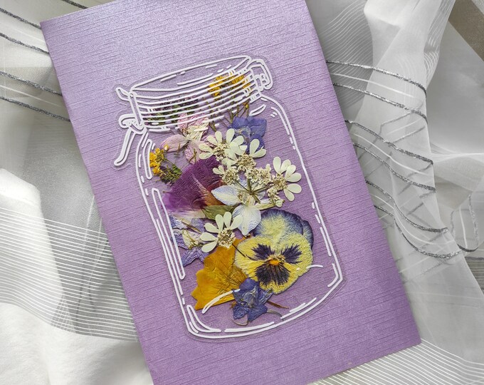 Pressed Flower Cards, Anniversary Card, Flowers Note Card, Pressed ...
