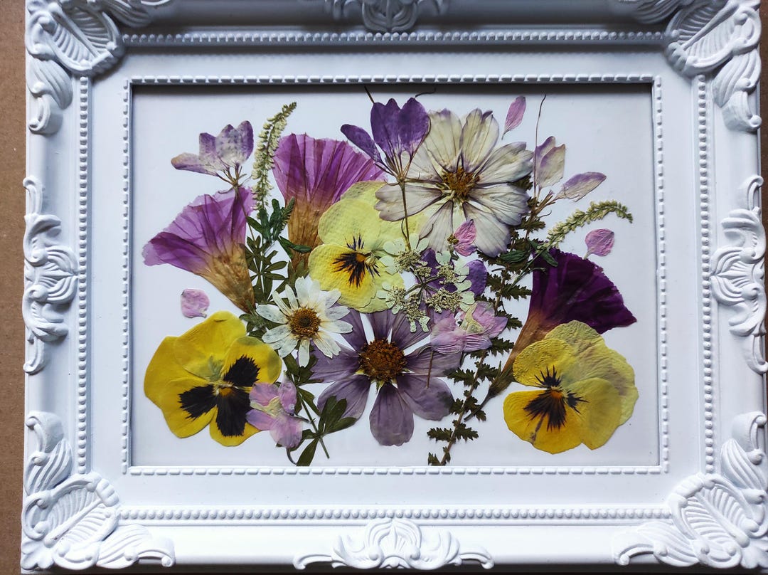 Pressed Flower Frame Wall Art Pressed Floral Picture Original Pressed ...
