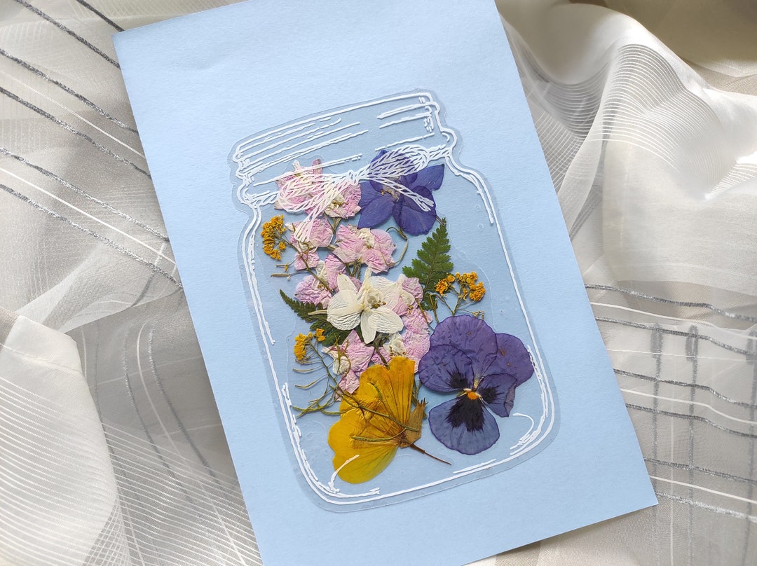 Pressed Flower Cards, Anniversary Card, Flowers Note Card, Pressed ...