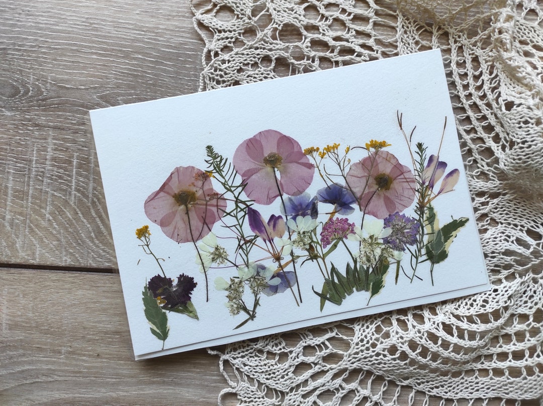Pressed Flower Card Anniversary Card Flowers Note Card Pressed - Etsy