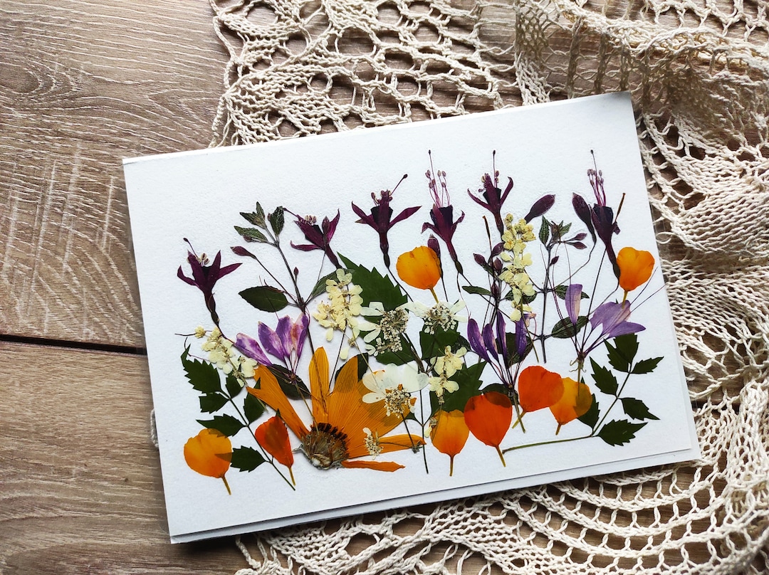 Pressed Flower Card Anniversary Card Flowers Note Card Pressed - Etsy