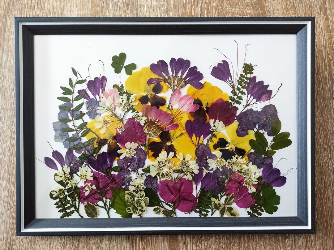 Original Pressed Flower Artwork Frame Flower Wall Art Pressed Floral ...
