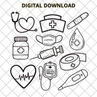 Christmas Nurse Digital Stamp Doodle Christmas Winter Png Groovy Retro ...