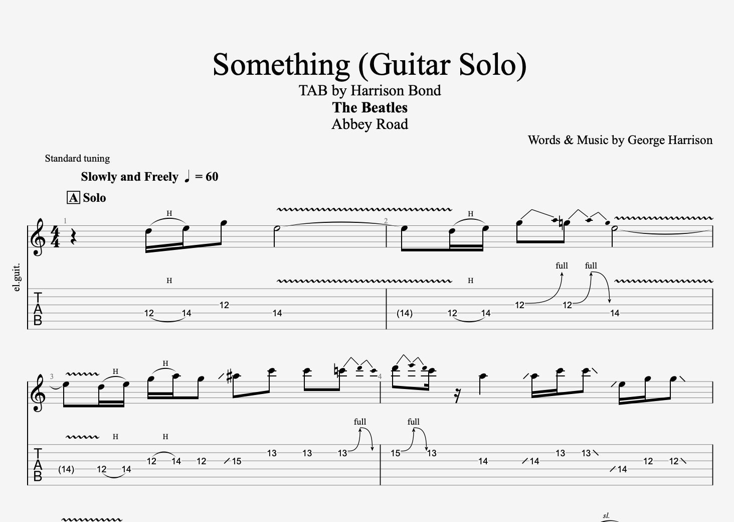 The Beatles - 'something' Guitar Solo (with Audio) - Etsy
