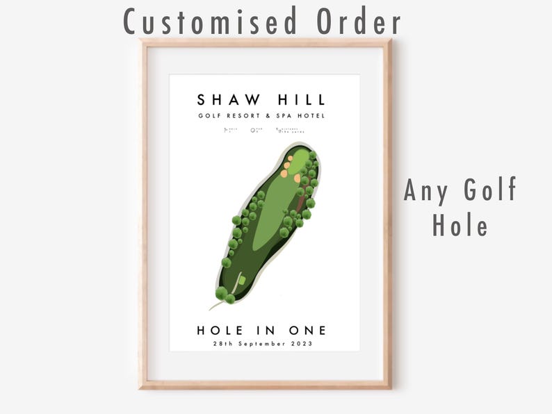 Custom Hole in One Golf Illustration Print Golf Course Golf Art Drawing ...