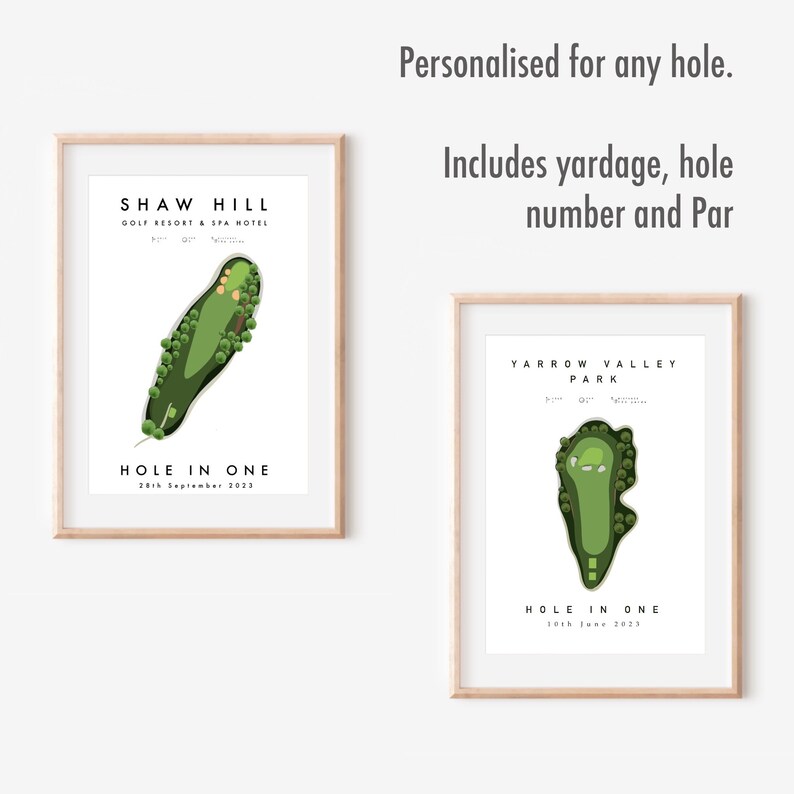 Custom Hole in One Golf Illustration Print Golf Course Golf Art Drawing ...