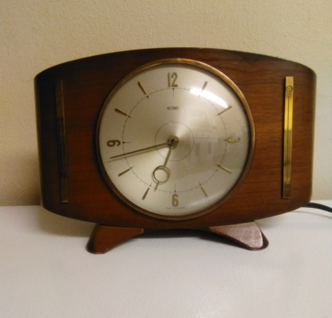 Vintage Metamec Electric Mantel Clock Mid Century Wood & - Etsy
