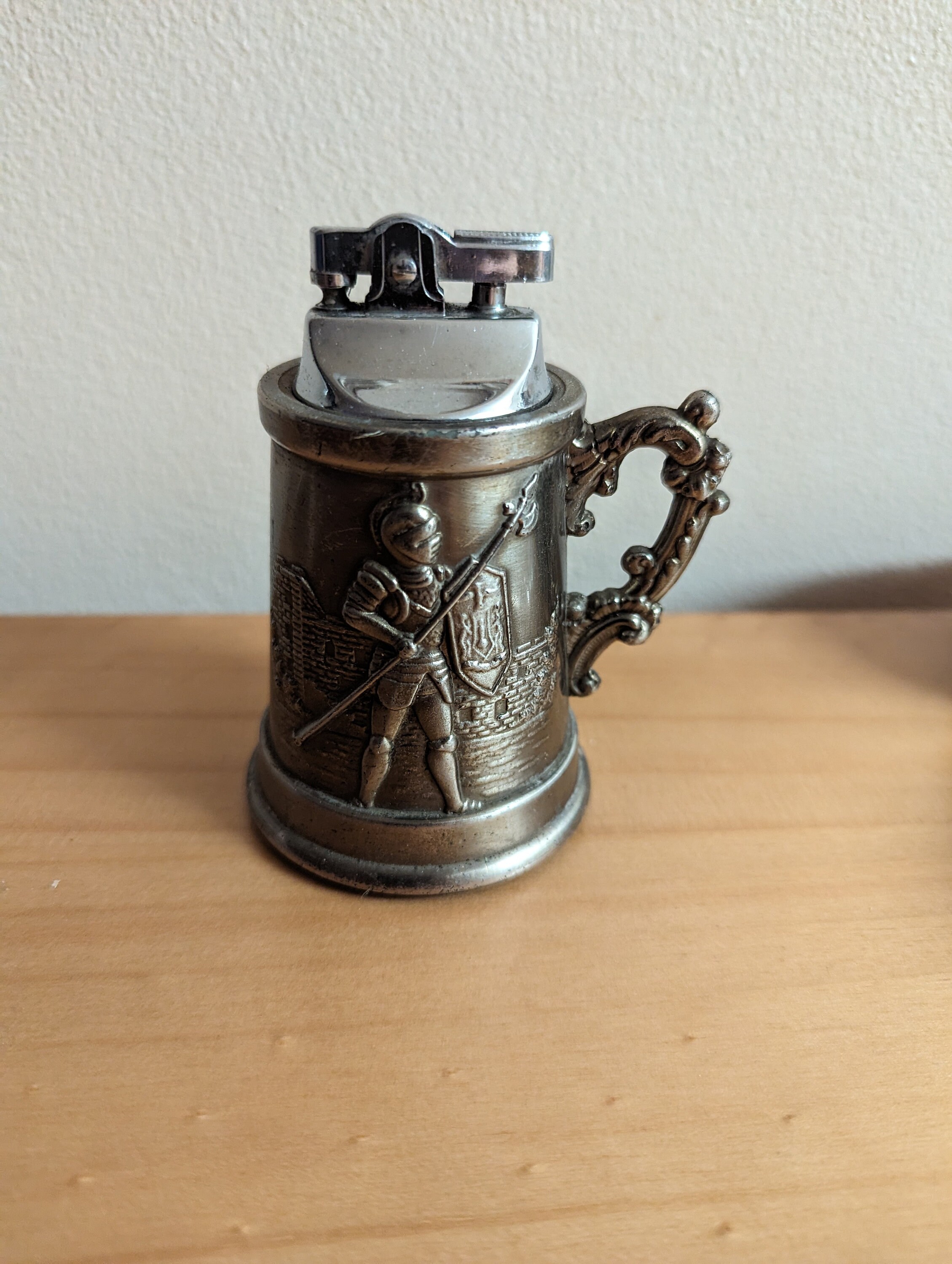 Vintage Petrol Table Lighter Table Lighter With Knight Decoration - Etsy