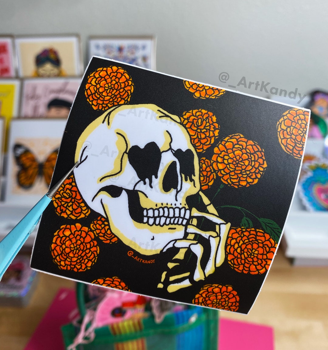 Calavera Sticker / Marigold Sticker / Cempasúchitl / Dia De Los Muertos ...