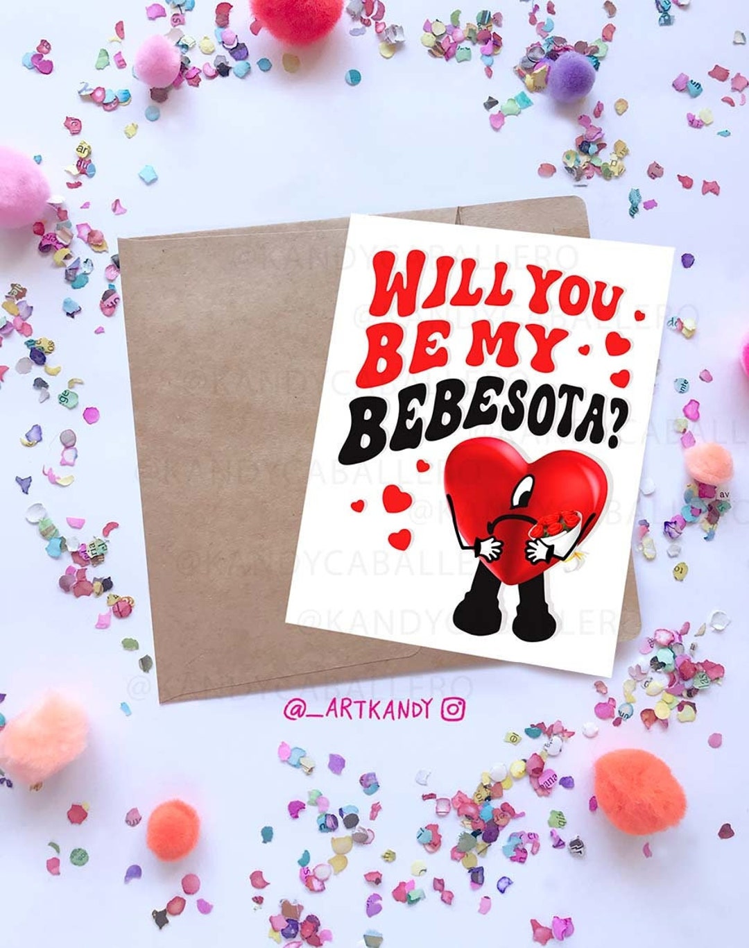 Bad Bunny Valentine Card Bad Bunny Valentine's Day Gift Spanish ...