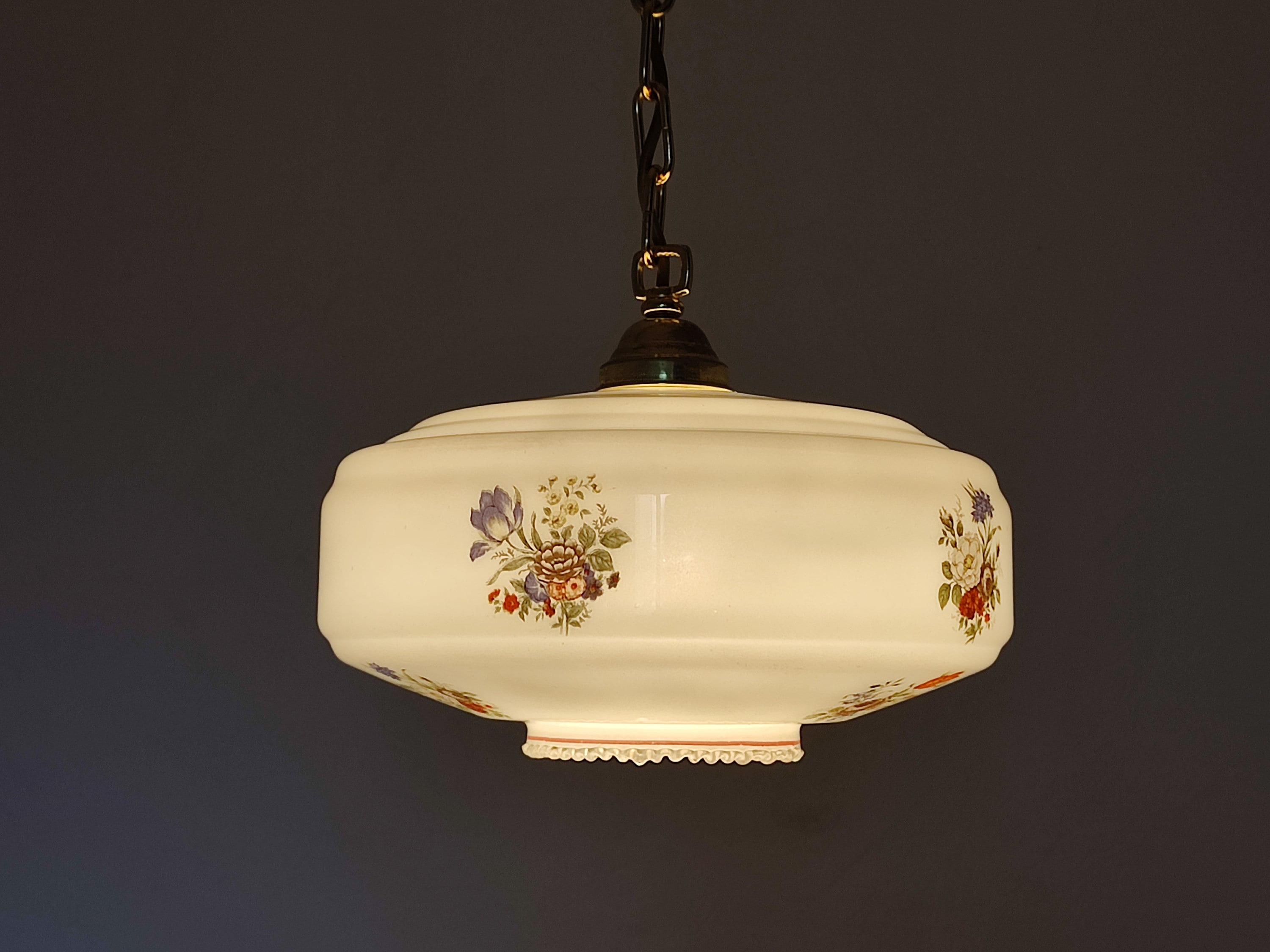 Vintage White Rose Flower Glass Light, Kitchen Pendant Light, Mid ...