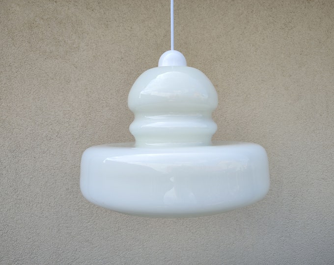 Space Age Pendant Light, White Glass Light, Milky Glass 70s Light ...