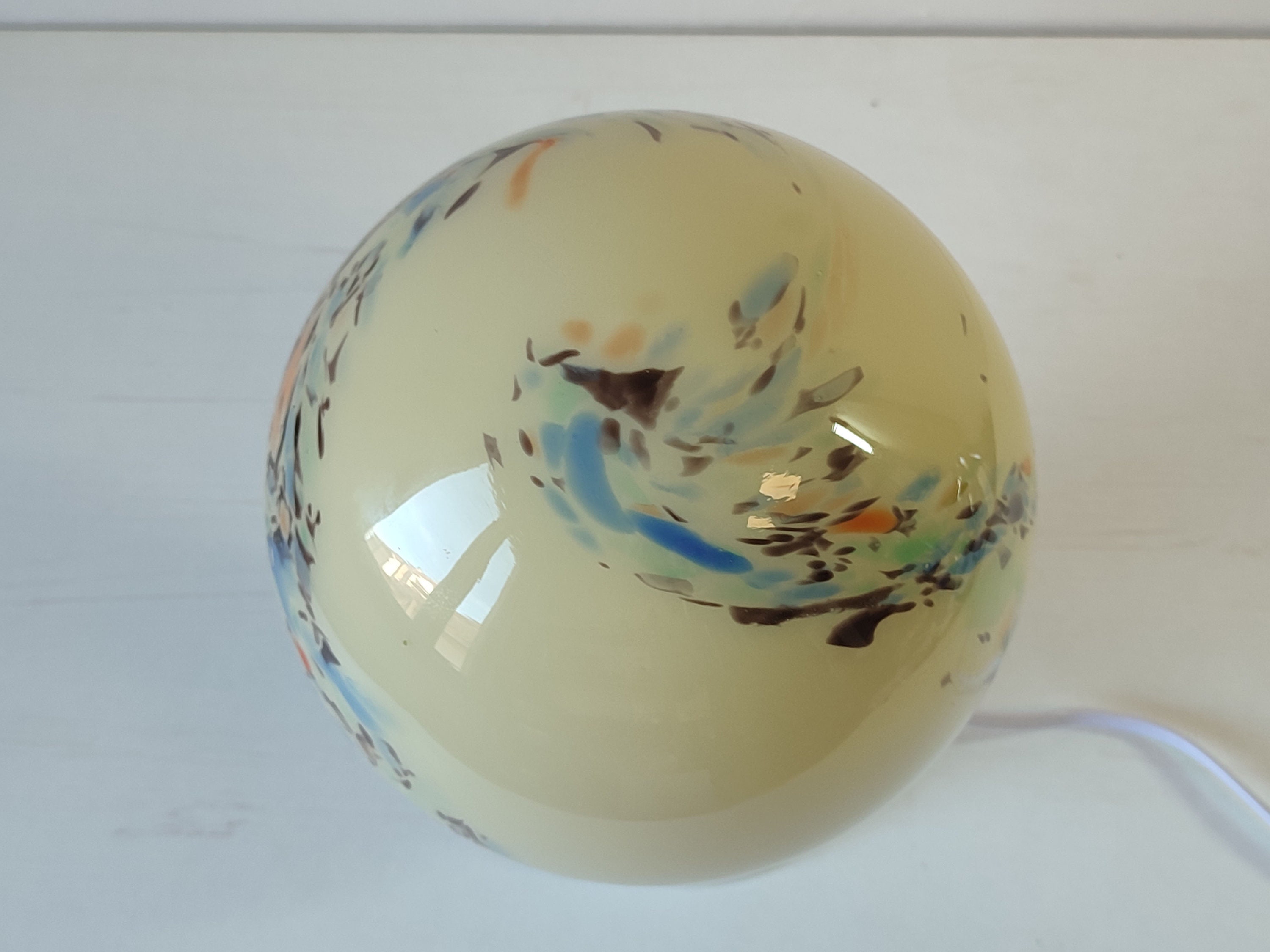 Space Age Table Lamp, Atomic Style Lamp, Marbleized Stained Glass Lamp ...