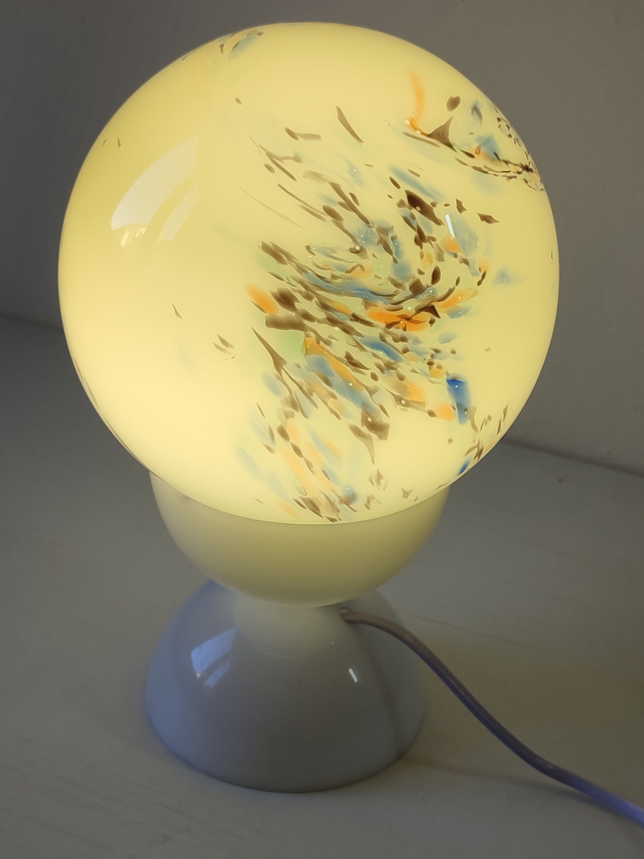 Space Age Table Lamp, Atomic Style Lamp, Marbleized Stained Glass Lamp ...