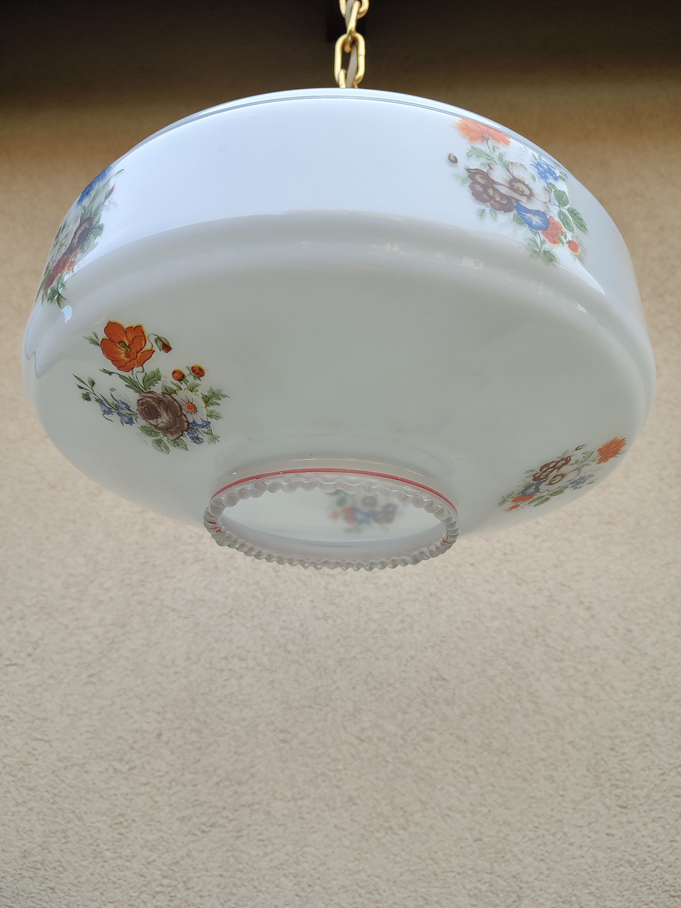 Vintage White Rose Flower Glass Light, Kitchen Pendant Light, Mid ...