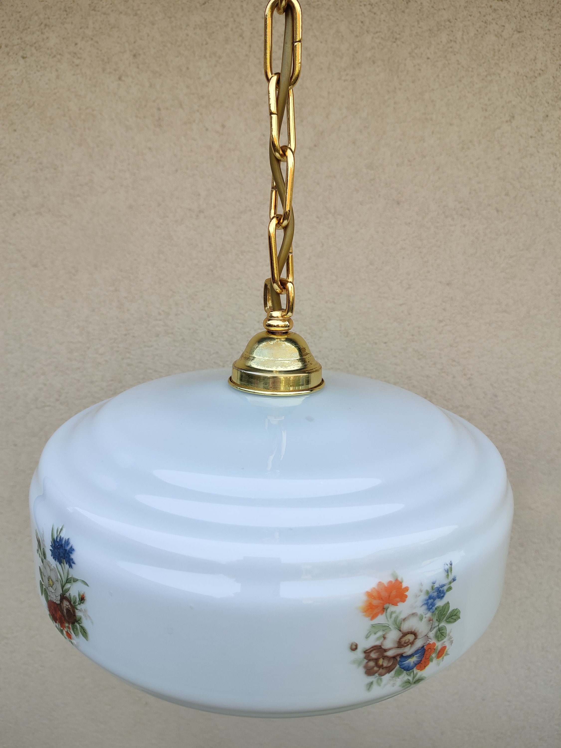 Vintage White Rose Flower Glass Light, Kitchen Pendant Light, Mid ...