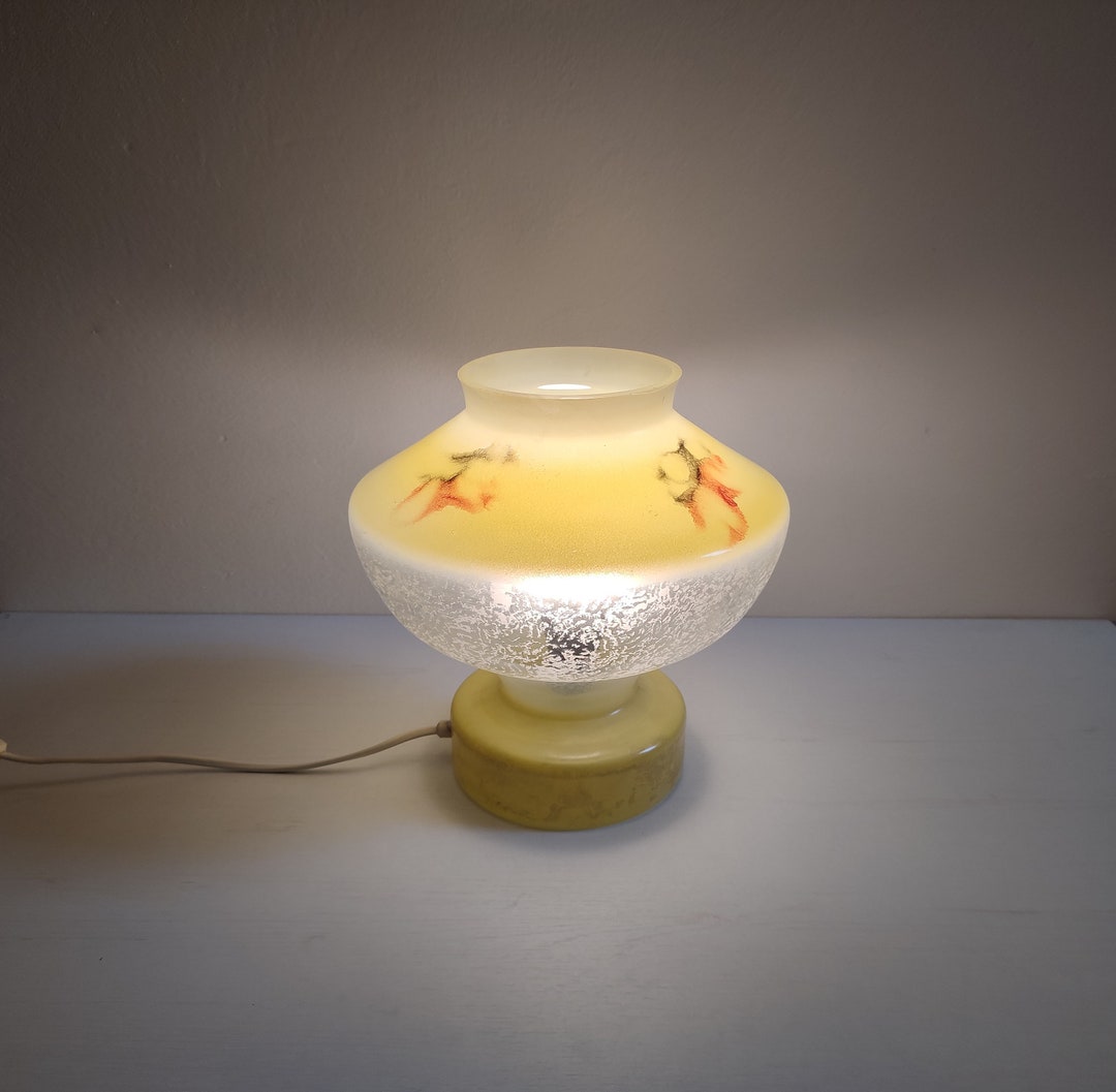 Vintage Glass Desk Lamp, Romania 1980s Light, Home Decor Lamp, Retro ...