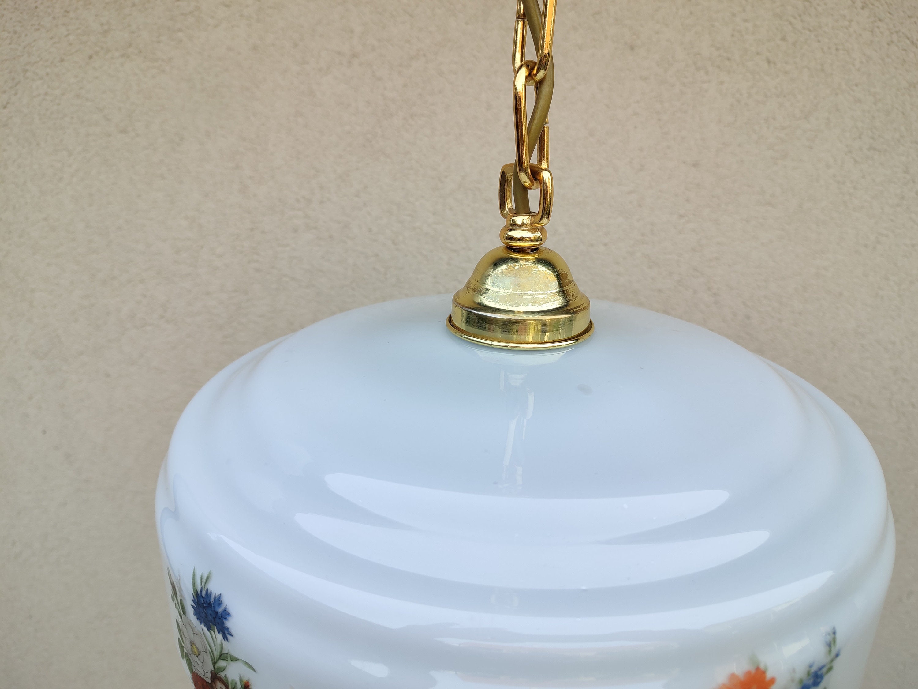 Vintage White Rose Flower Glass Light, Kitchen Pendant Light, Mid ...