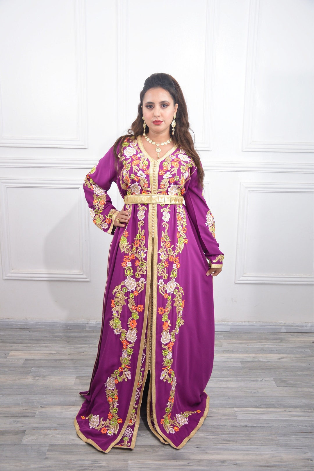 Moroccan Purple Kaftan , Kaftan for Wedding. , Party Wear Dress , Velvet Kaftan , Moroccan Dress ...