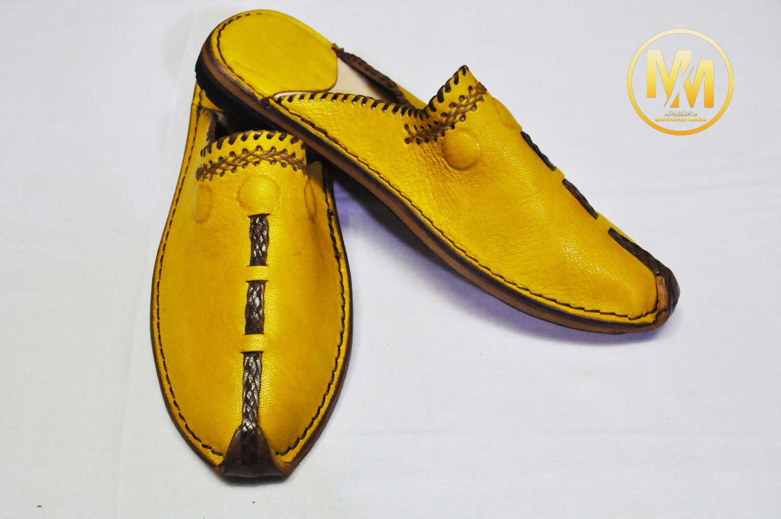 Moroccan Brown Babouche Men's Slippers Handmade Shoes - Etsy