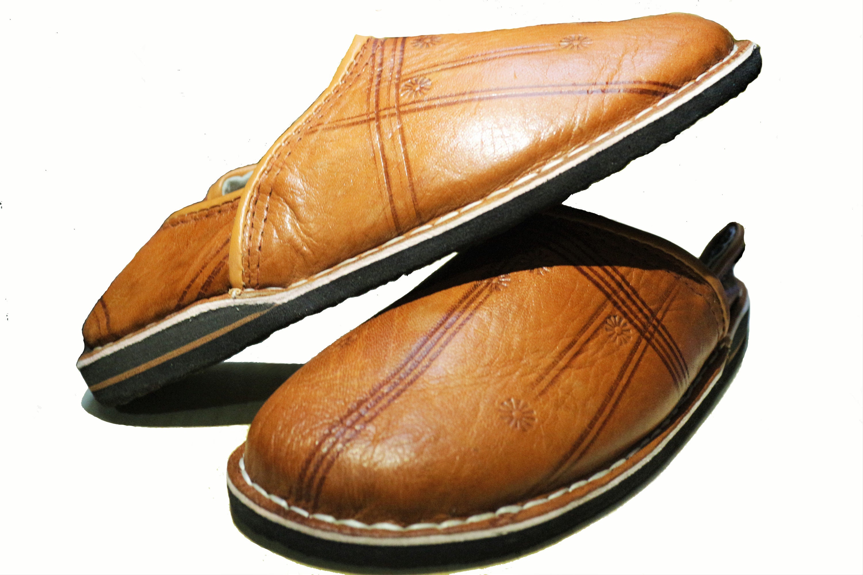 Moroccan Brown Babouche Men's Slippers Handmade Shoes - Etsy