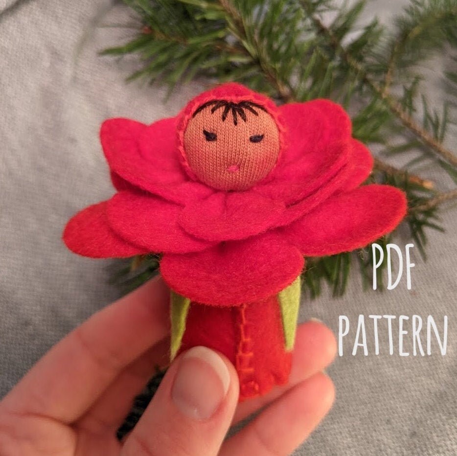 Rose Doll PDF+SVG Pattern - DIY Felt Dollmaking Project - Cute ...