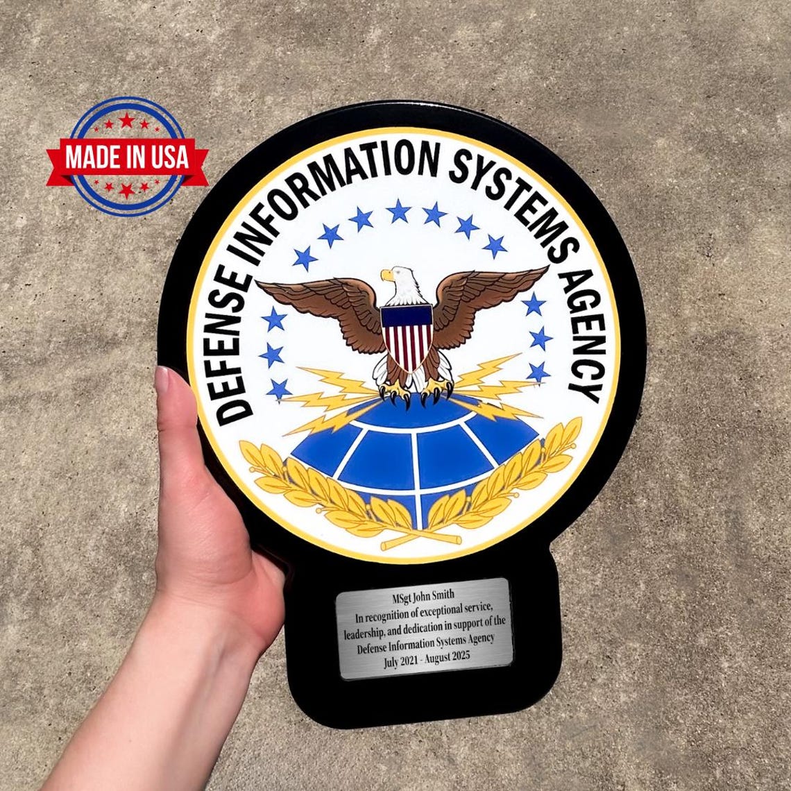 Custom Emblem Military Award Plaque - PCS Gift - Retirement - Army ...
