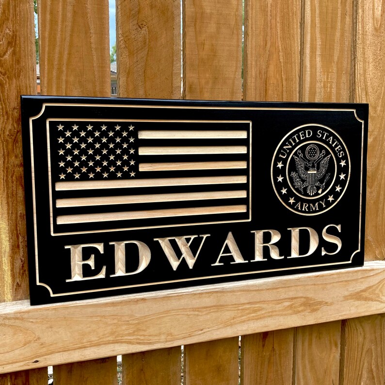 Personalized Wood Engraved Military Wall Plaques Army Navy - Etsy