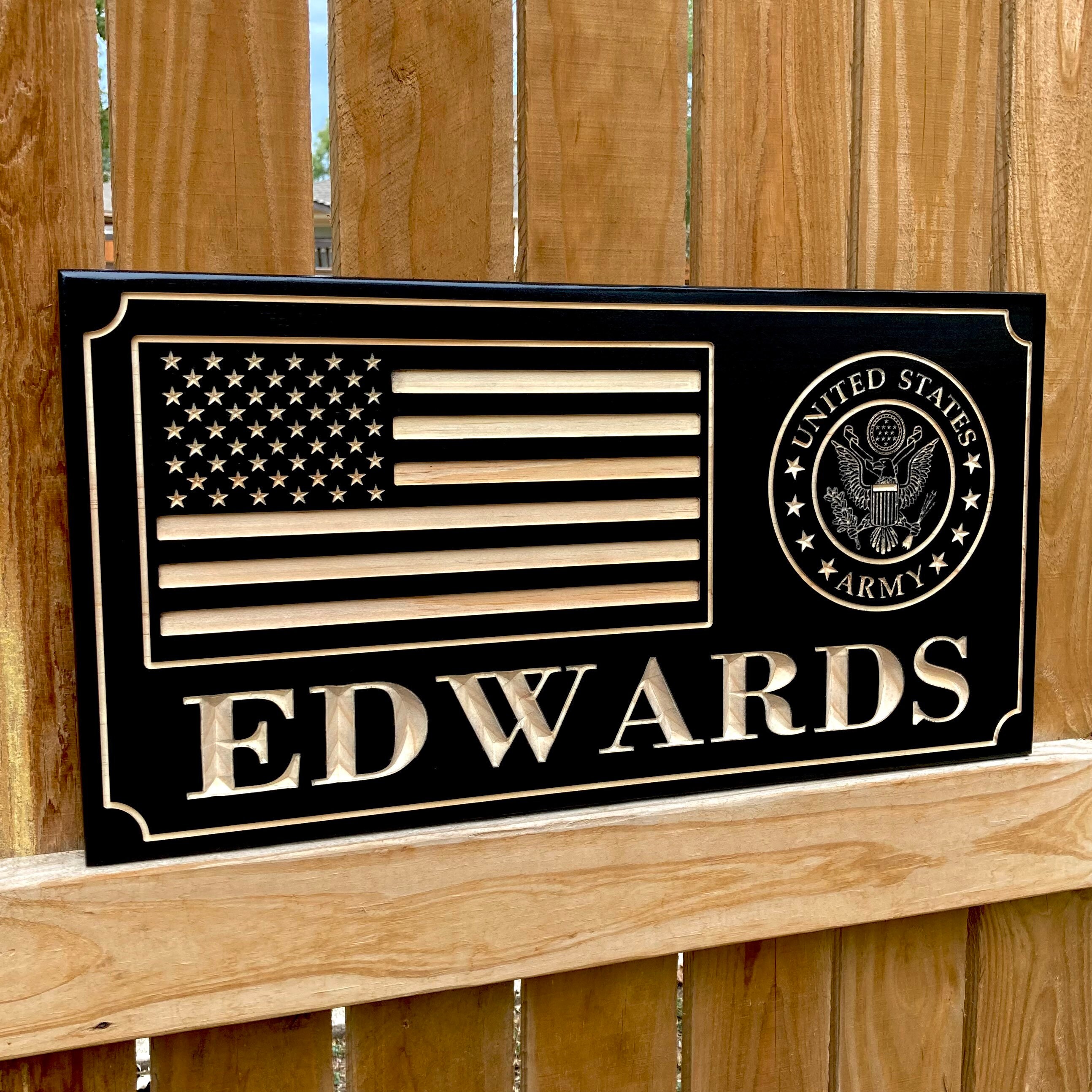 Personalized Wood Engraved Military Wall Plaques Army Navy - Etsy
