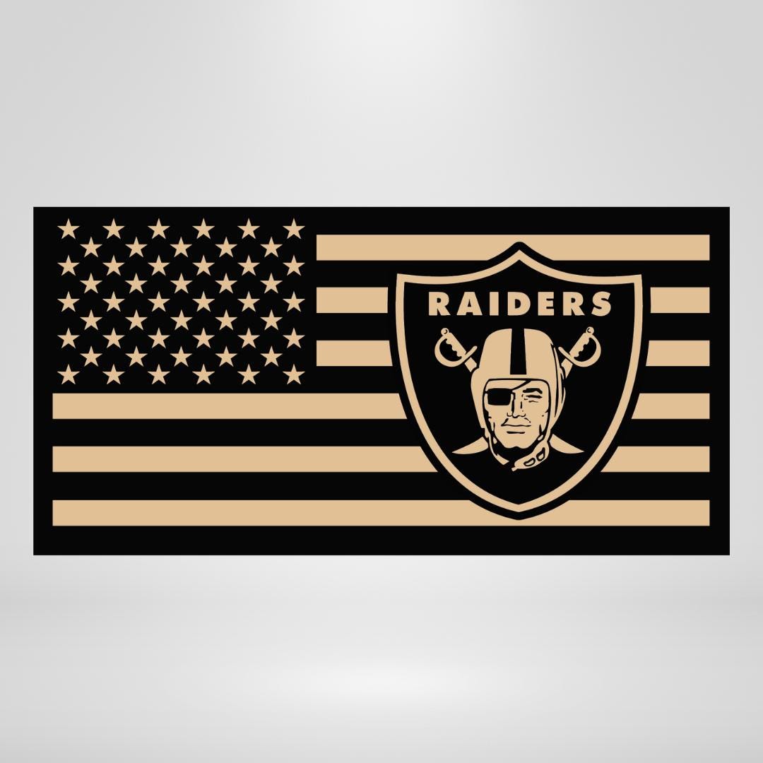 Las Vegas Raiders American Flag Wall Plaque Premium Pine Wood Wall ...