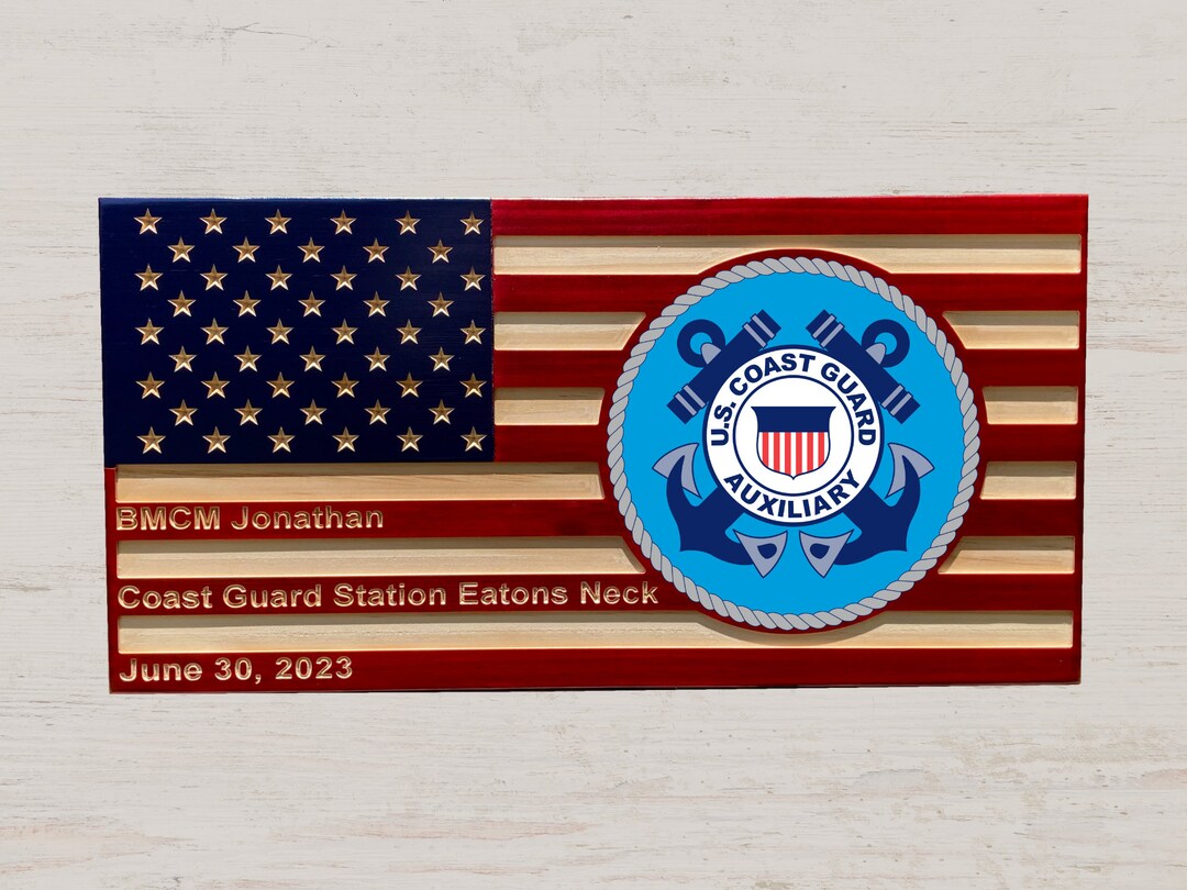 US Coast Guard Auxiliary Military Plaque Personalized Wood Engraved ...