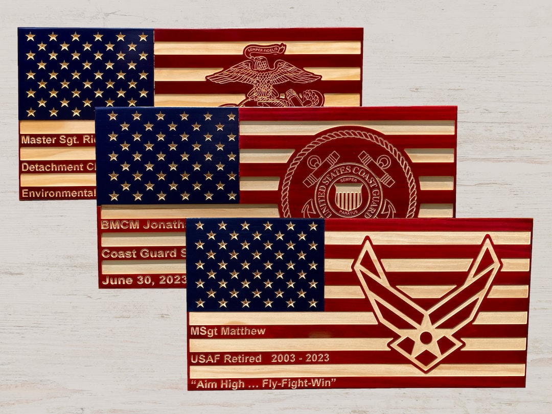 Personalized Wood Engraved Military Wall Plaques, Army, Navy, Coast ...