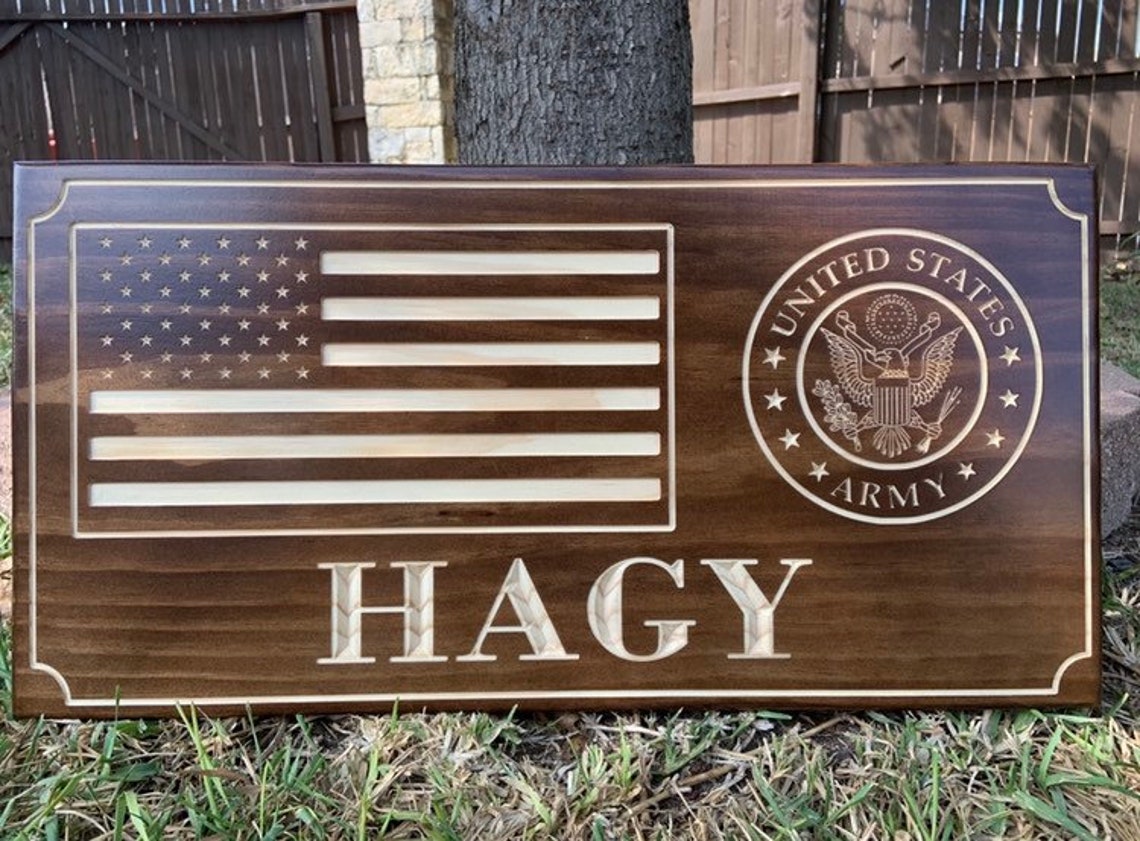 Personalized Wood Engraved Military Wall Plaques Army Navy - Etsy