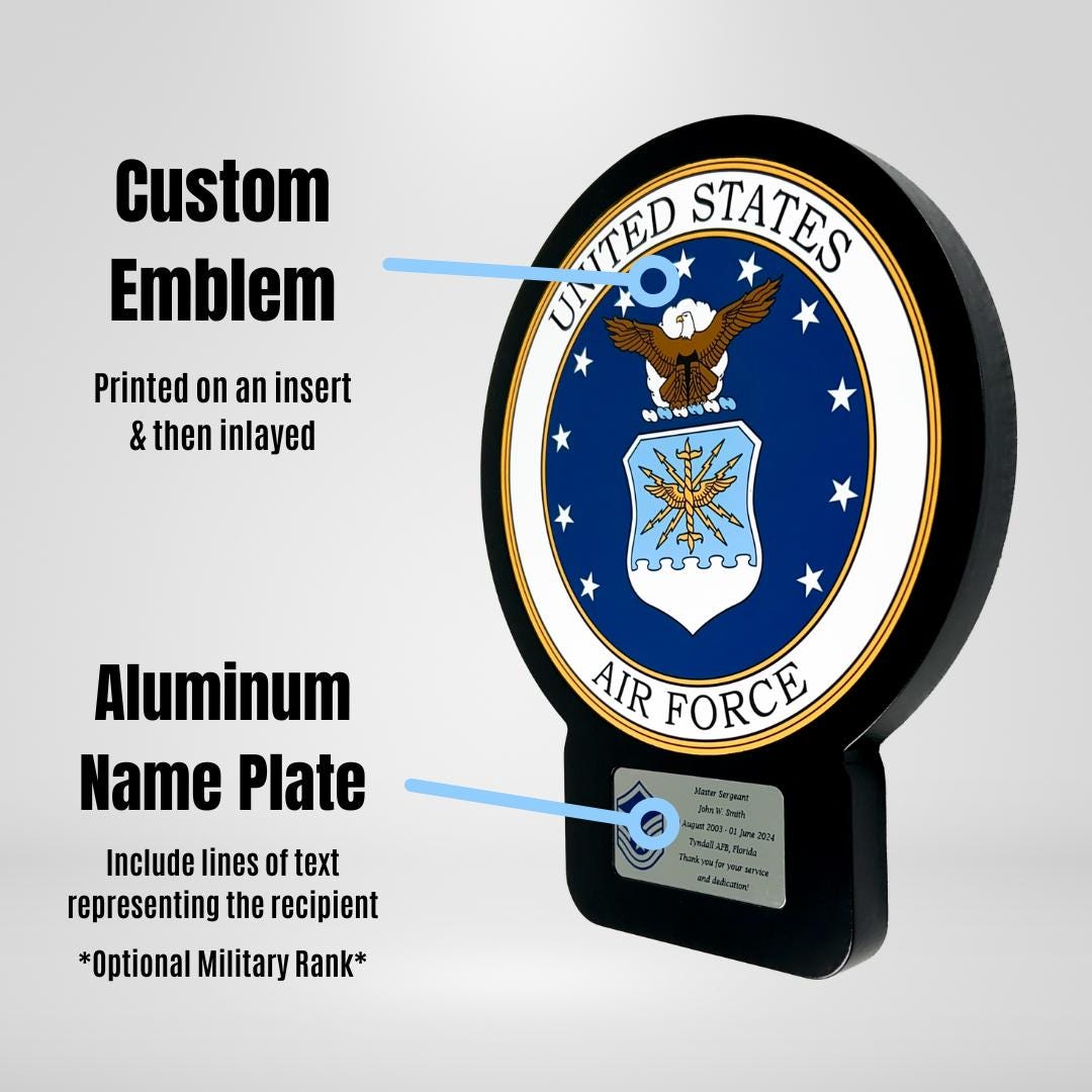 Custom Emblem Military Award Plaque - PCS Gift - Retirement - Army ...