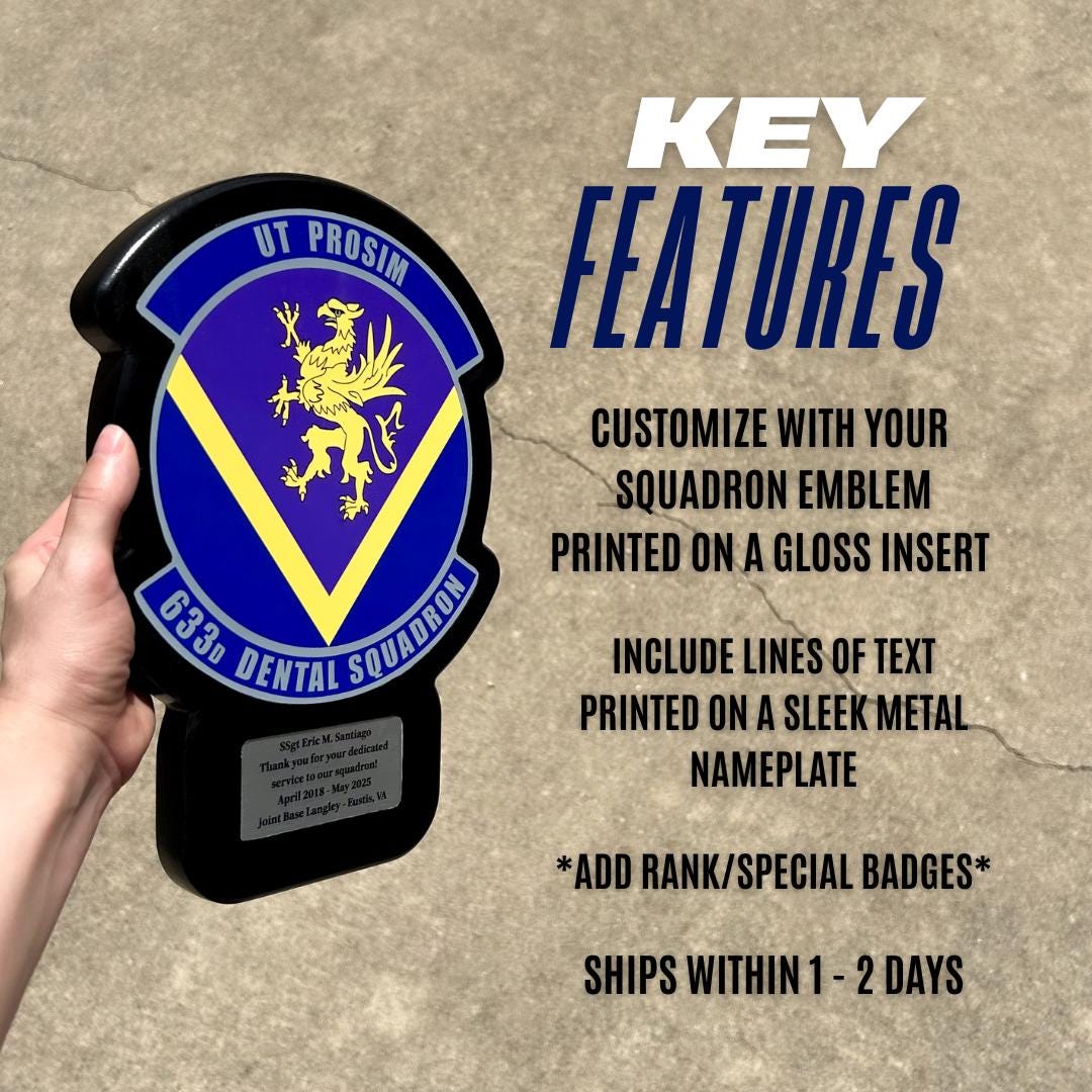U.S. Air Force Custom Squadron Plaque - PCS Gift - Military Award ...