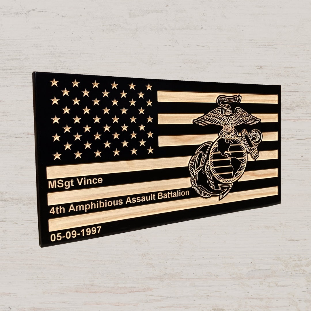 US Marines Military Plaque - Personalized Wood Engraved Wall Plaques - Etsy