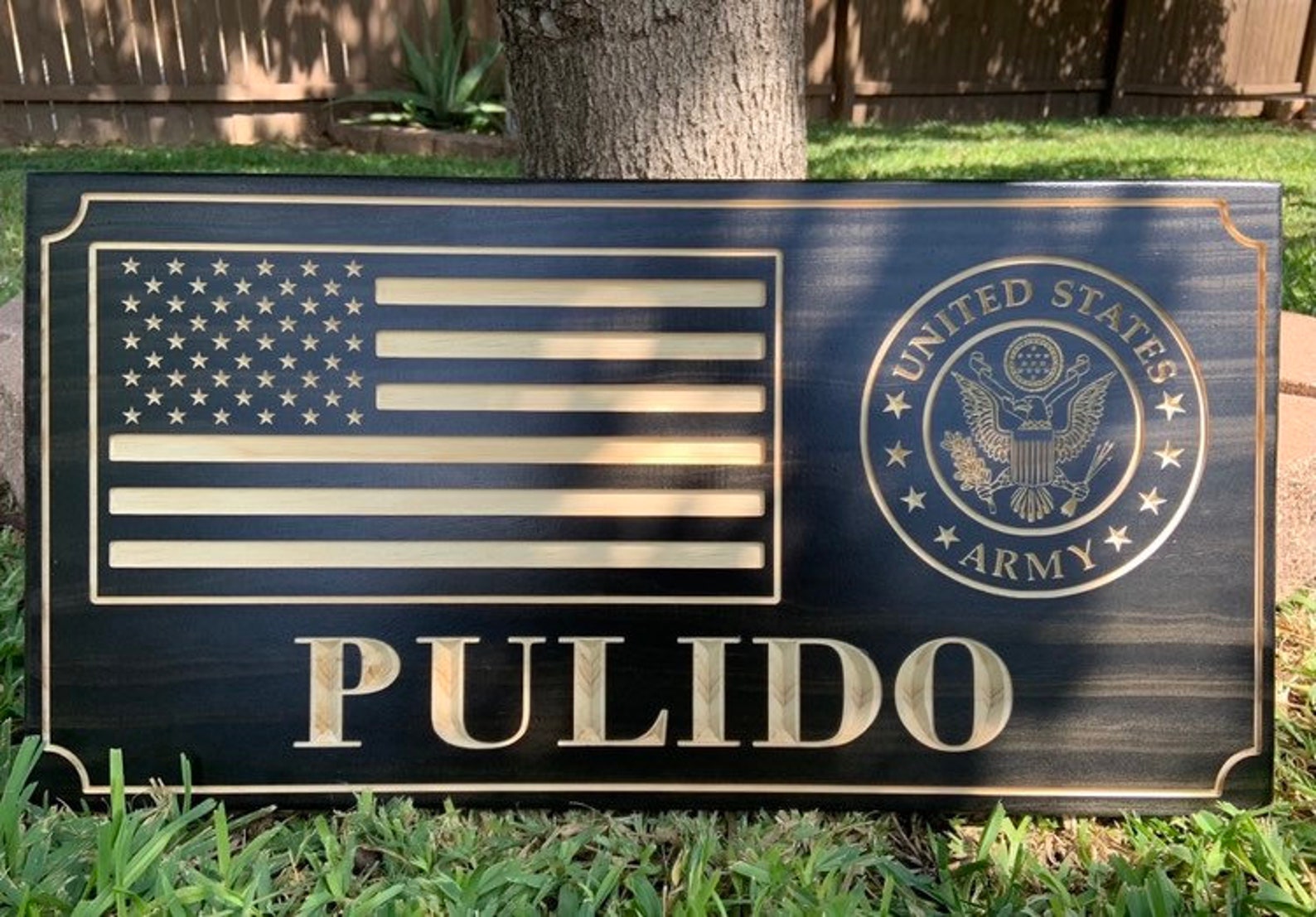 Personalized Wood Engraved Military Wall Plaques Army Navy | Etsy