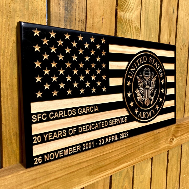 Personalized Wood Engraved Military Wall Plaques Army Navy - Etsy
