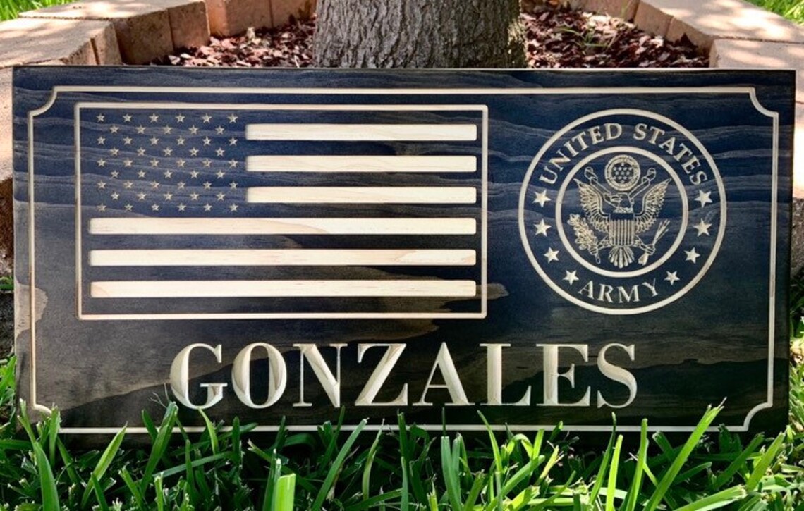 Personalized Wood Engraved Military Wall Plaques Army Navy - Etsy
