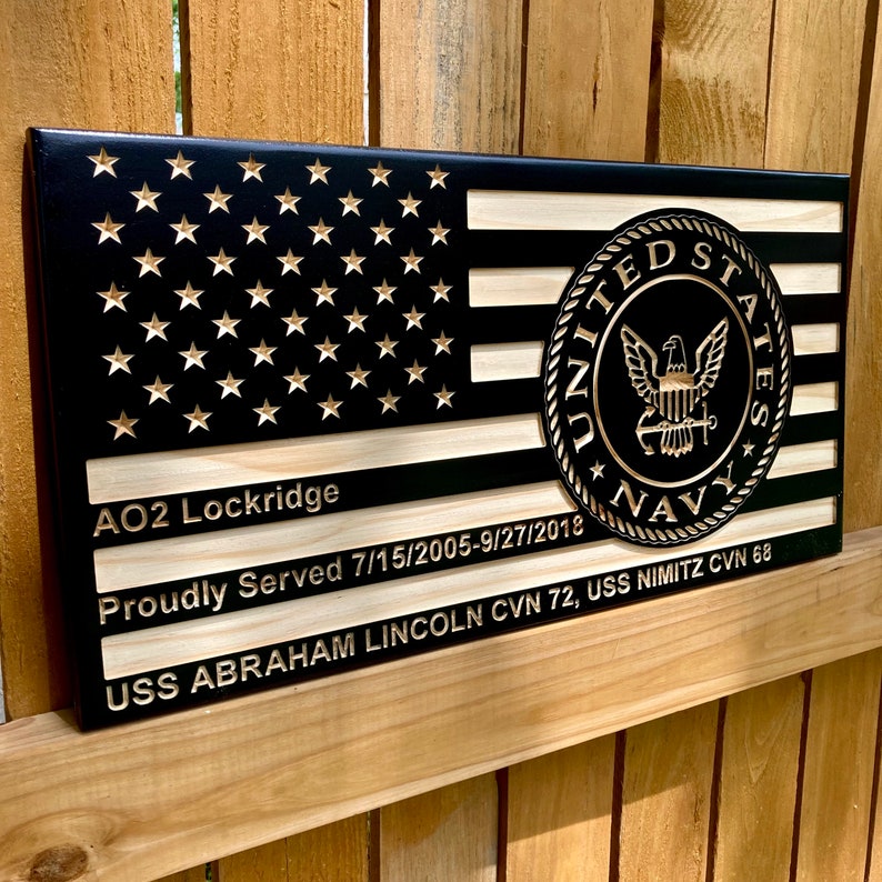 Personalized Wood Engraved Military Wall Plaques Army Navy - Etsy
