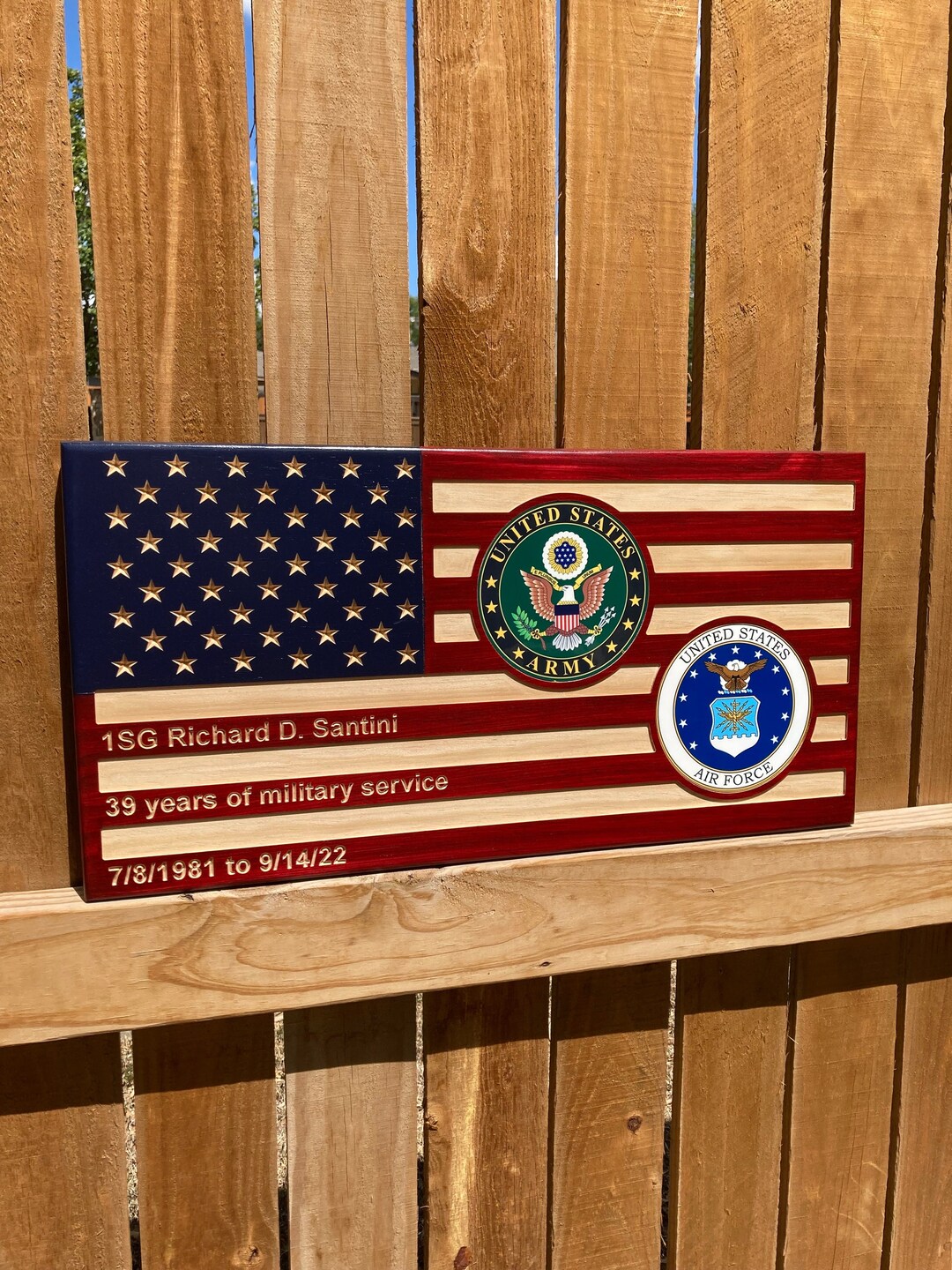 Military Plaque Double Insignia American Flag Colors - Etsy