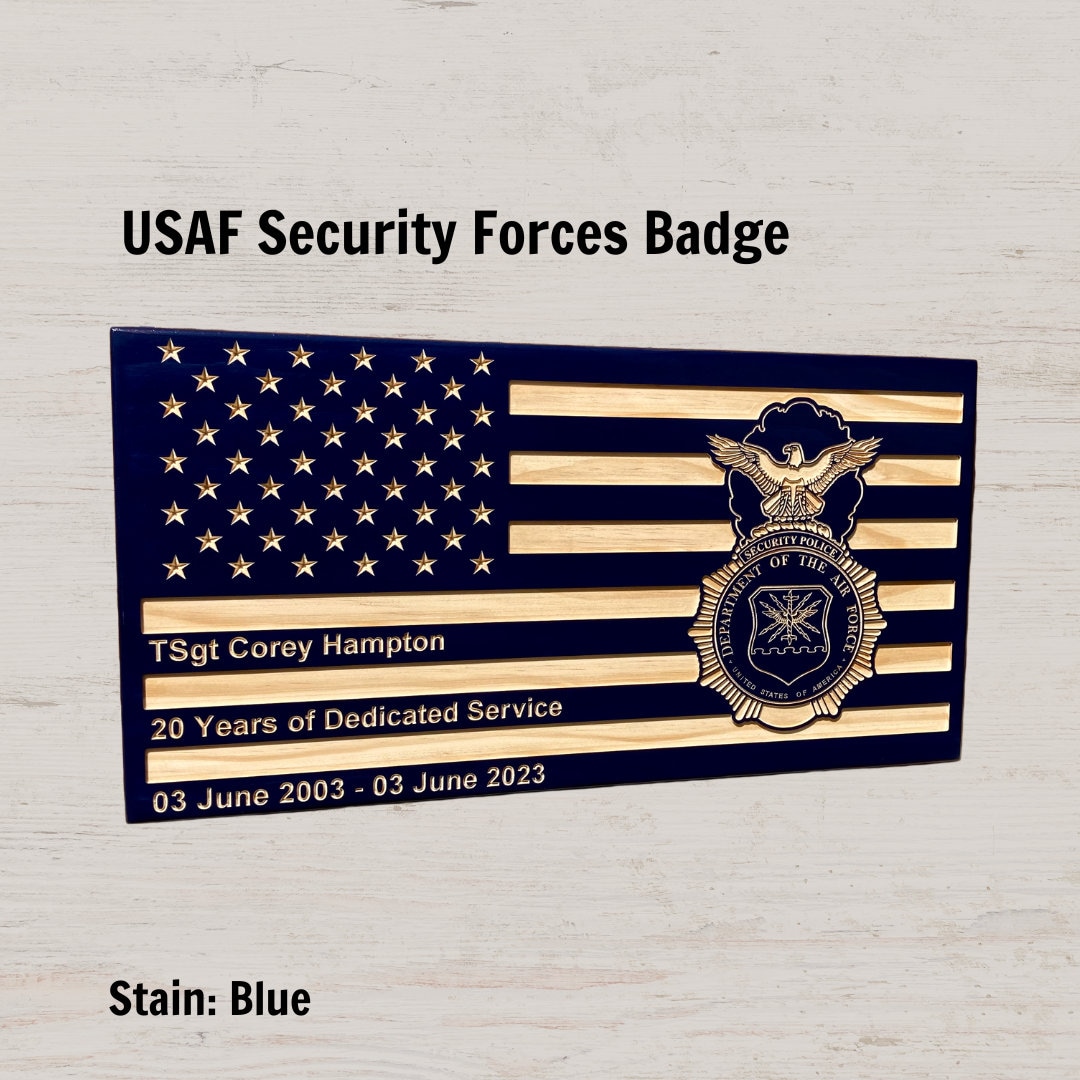 US Air Force Security Forces Badge Military Plaque Personalized Wood ...