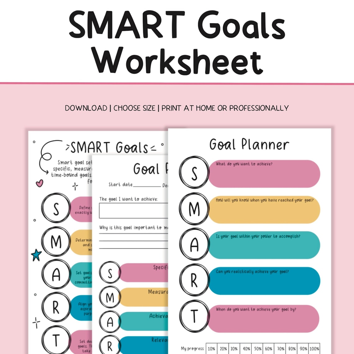 Smart Goals Template Goal Setting Poster Printable Smart Goal Tracker ...