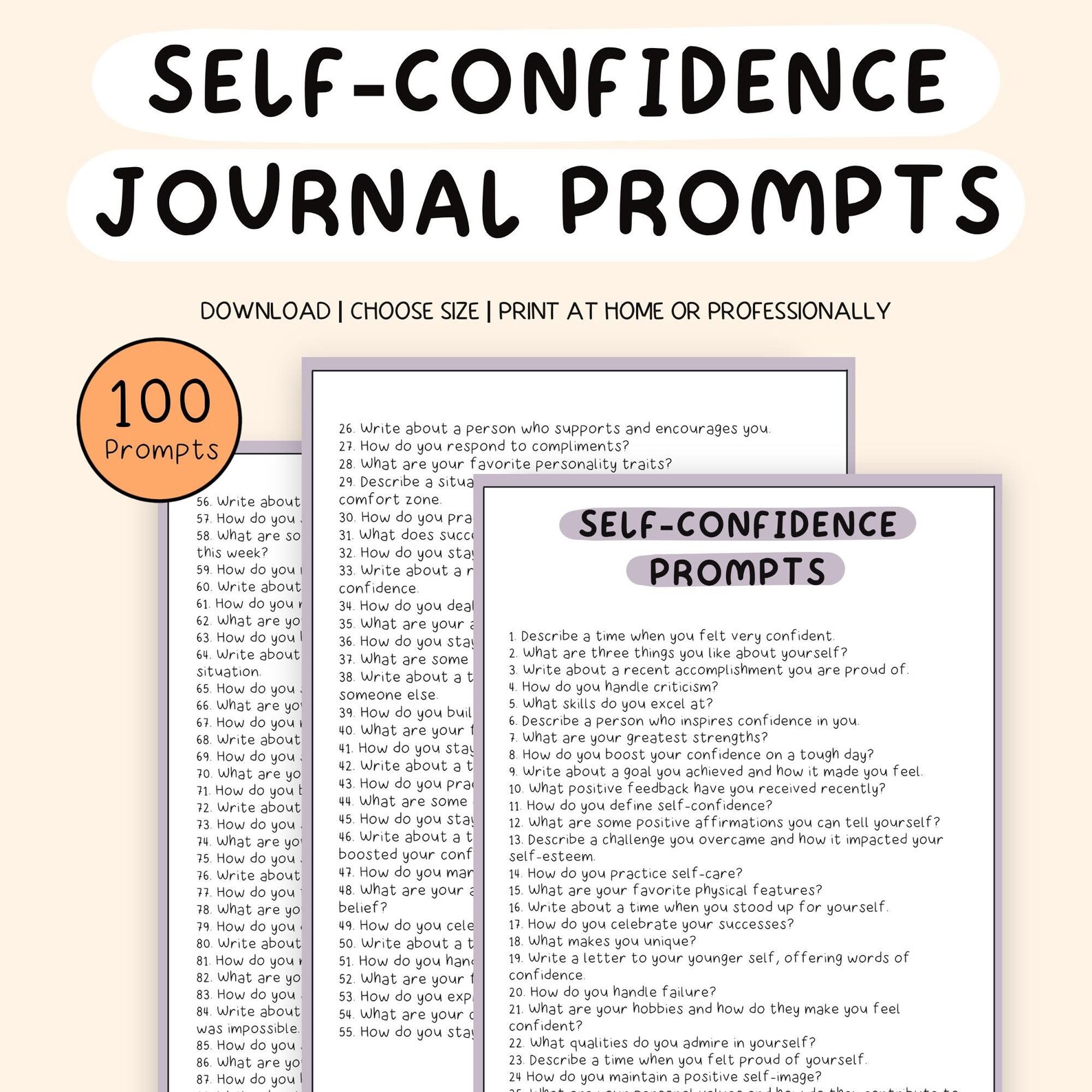 Self-confidence Journal Prompts | Self-acceptance Prompts | Journaling ...