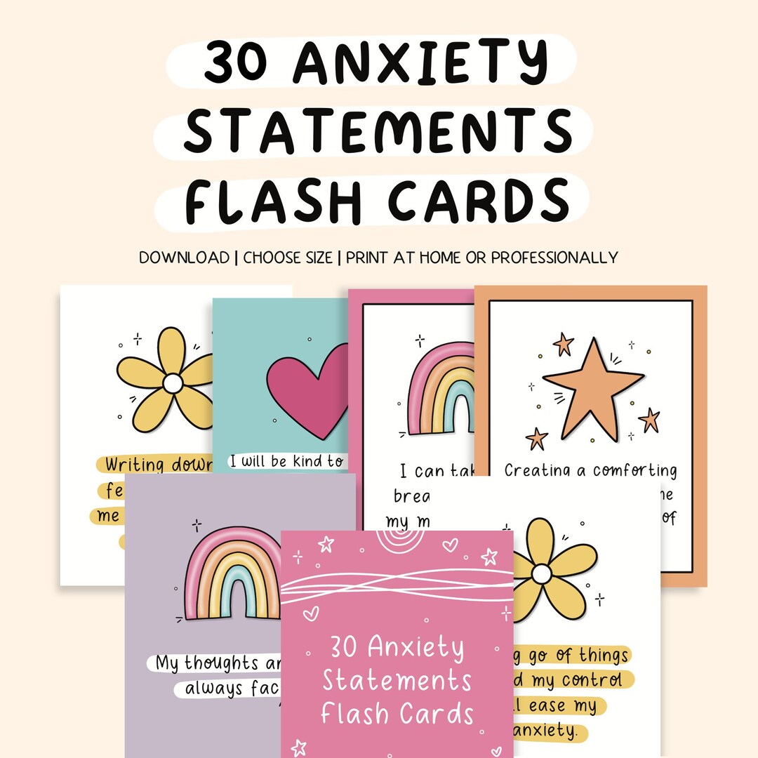 Anxiety Cards Anxiety Coping Cards Anxiety Flash Cards CBT Zone of ...