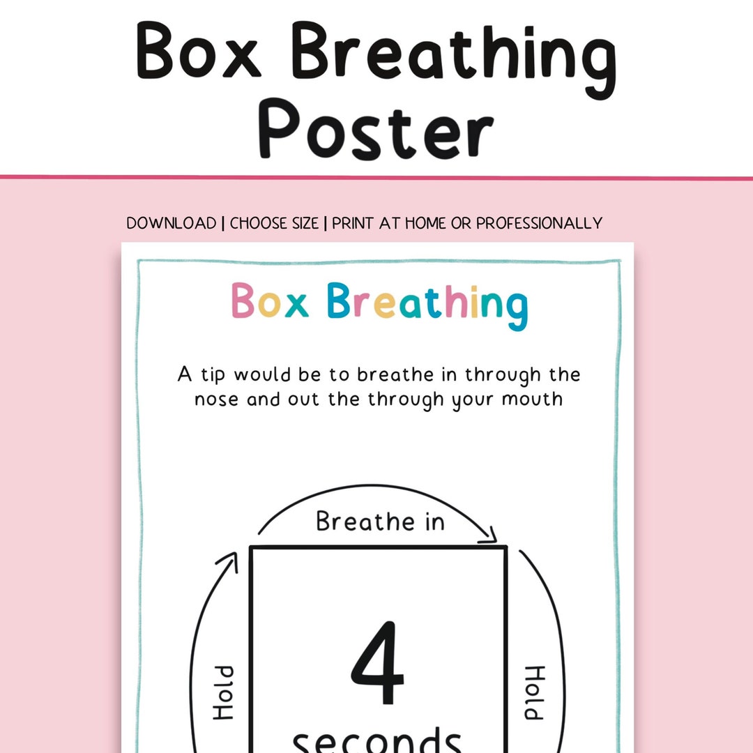 Box Breathing Technique Exercise Therapy Poster Square Breathing ...