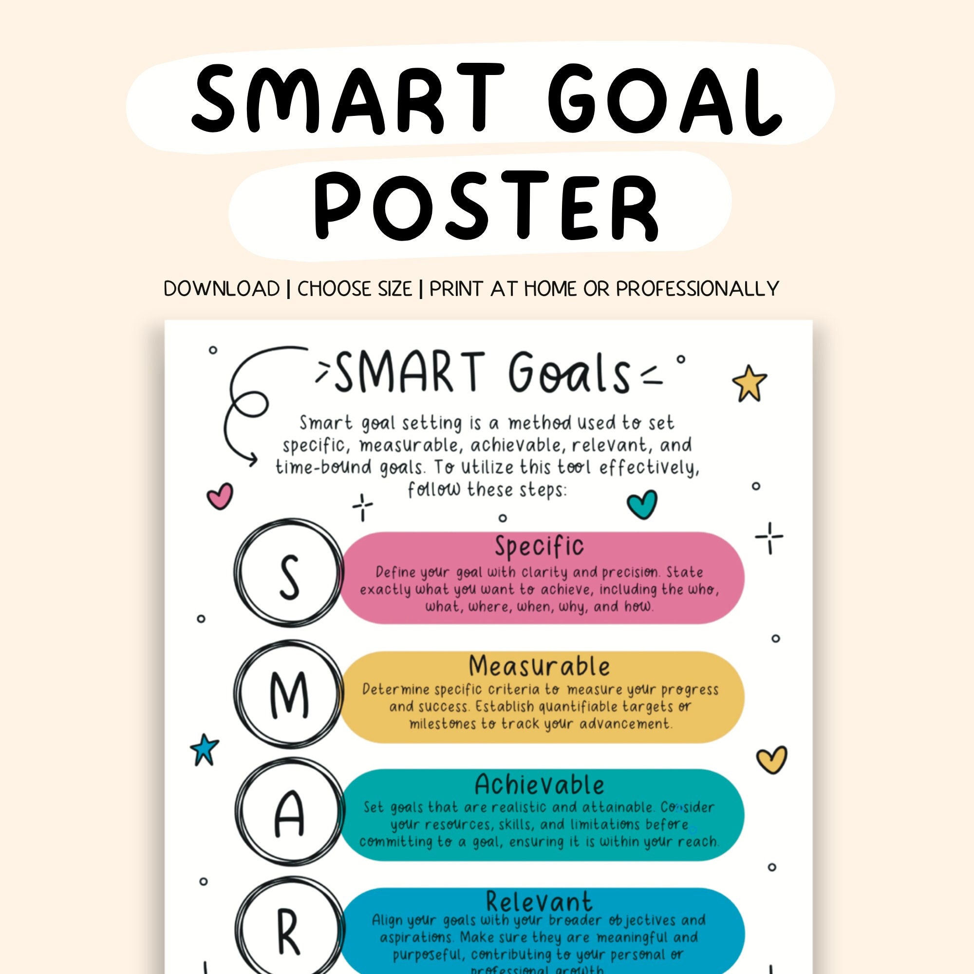 Smart Goals Poster Calm Down Corner Goal Planning Poster Therapy Office ...