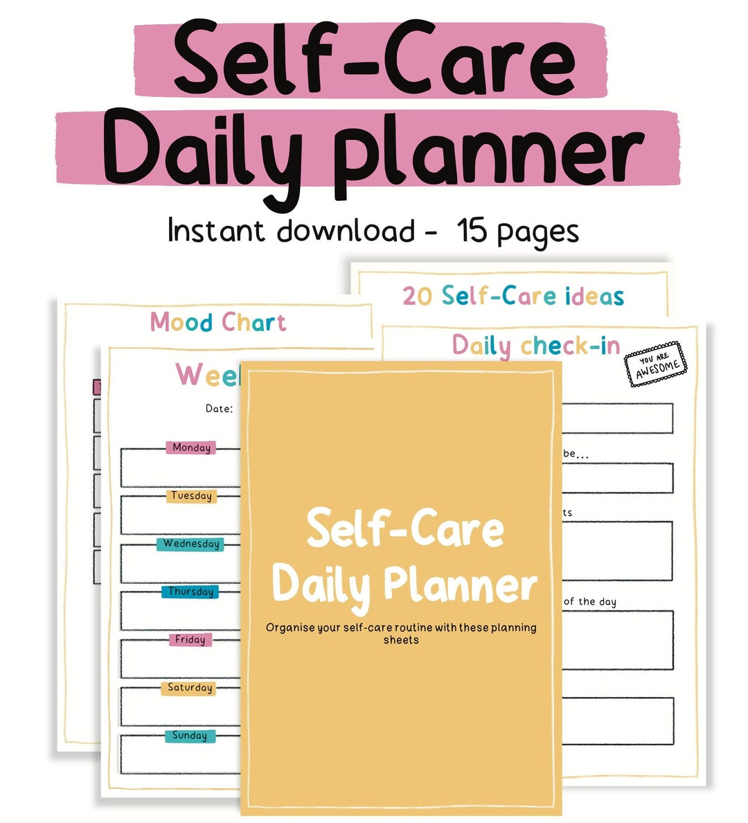 Self-care Daily Planning Day Planner Sheets Gratitude Sheet - Etsy