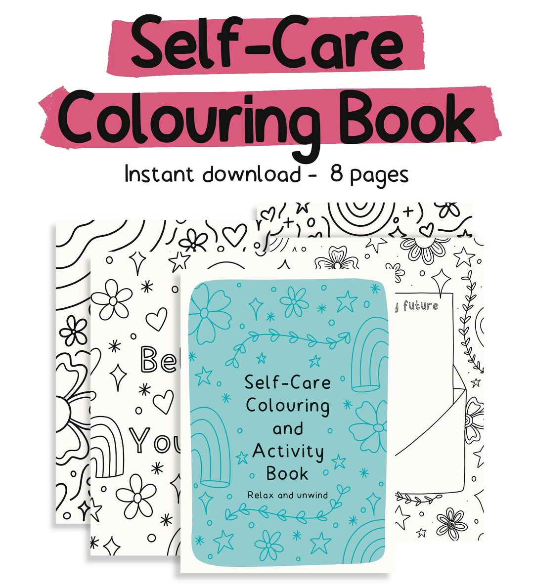 Digital Self-care Colouring Book Activity Book Anxitey - Etsy
