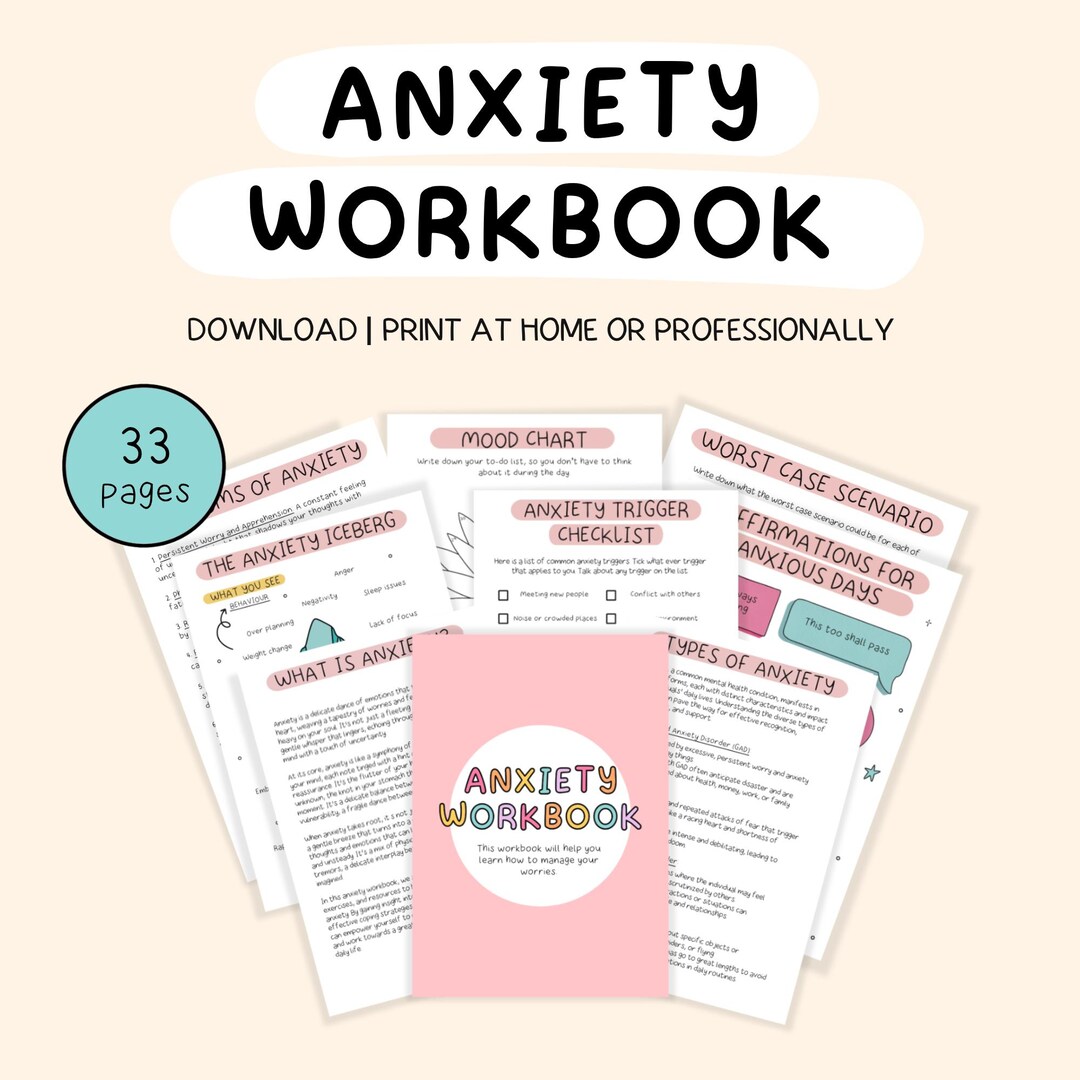 Anxiety Workbook for Teens Anxiety Relief Workbook Anxiety Help Therapy ...